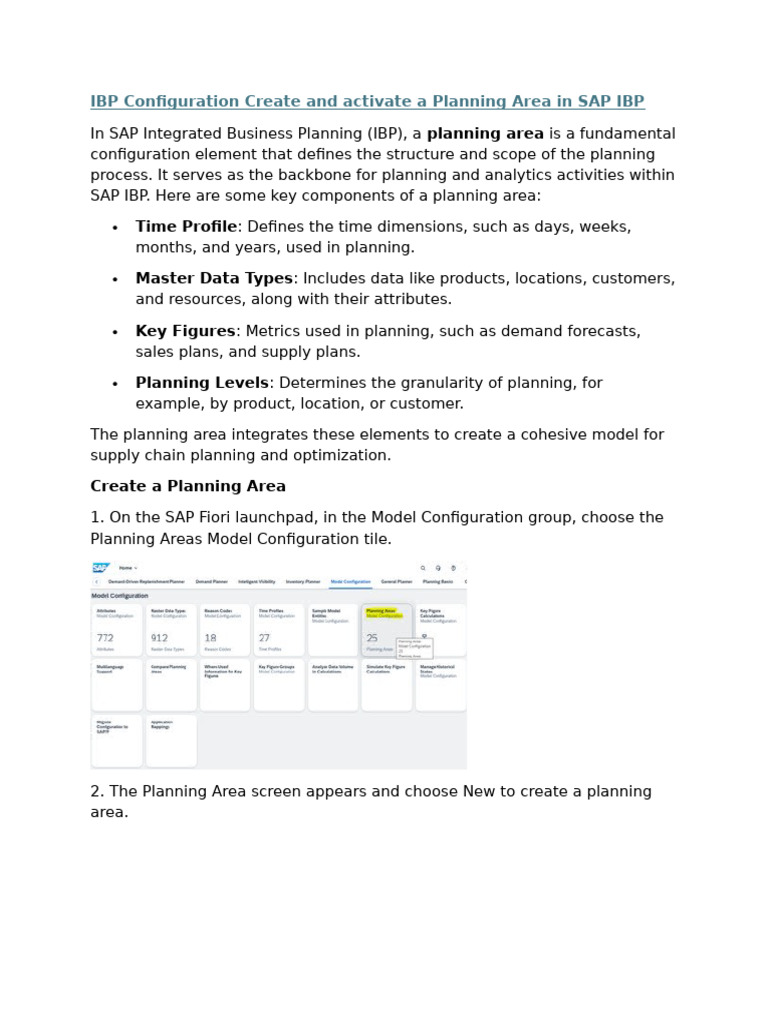 IBP Configuration Create and Activate A Planning Area in SAP IBP | PDF | Data Management ...