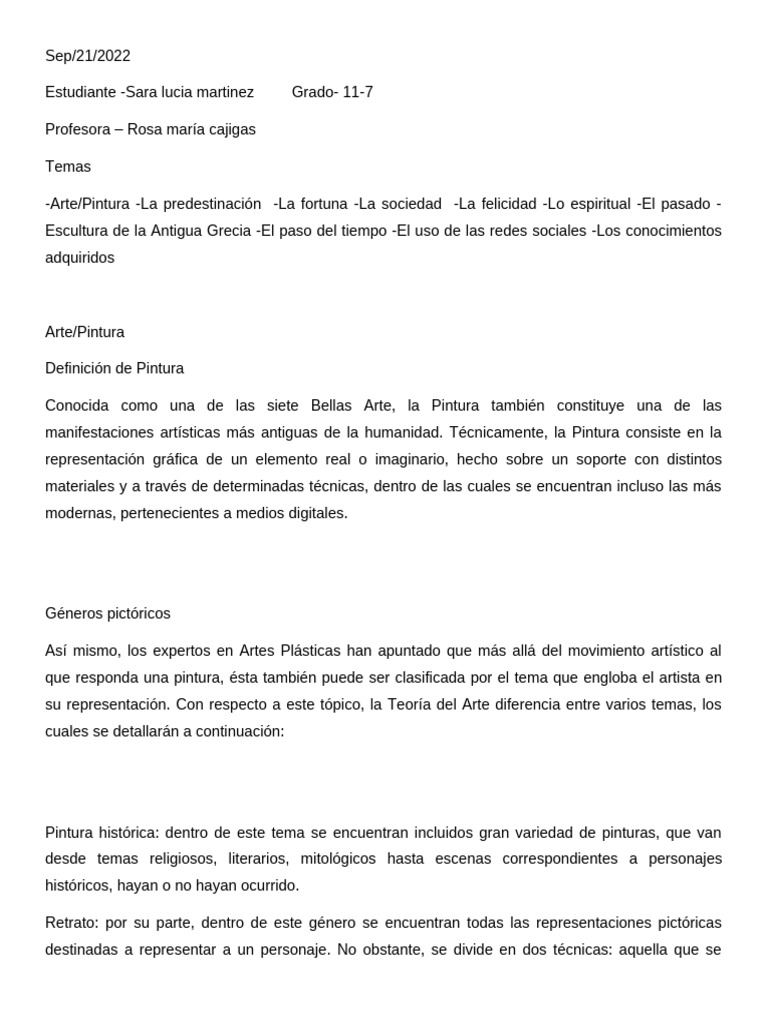 Explorando la Pintura y sus Géneros | PDF | Pinturas | Las artes