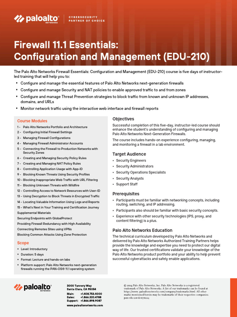 Firewall 11.1 Essentials: Configuration and Management (EDU-210) | PDF | Firewall (Computing ...