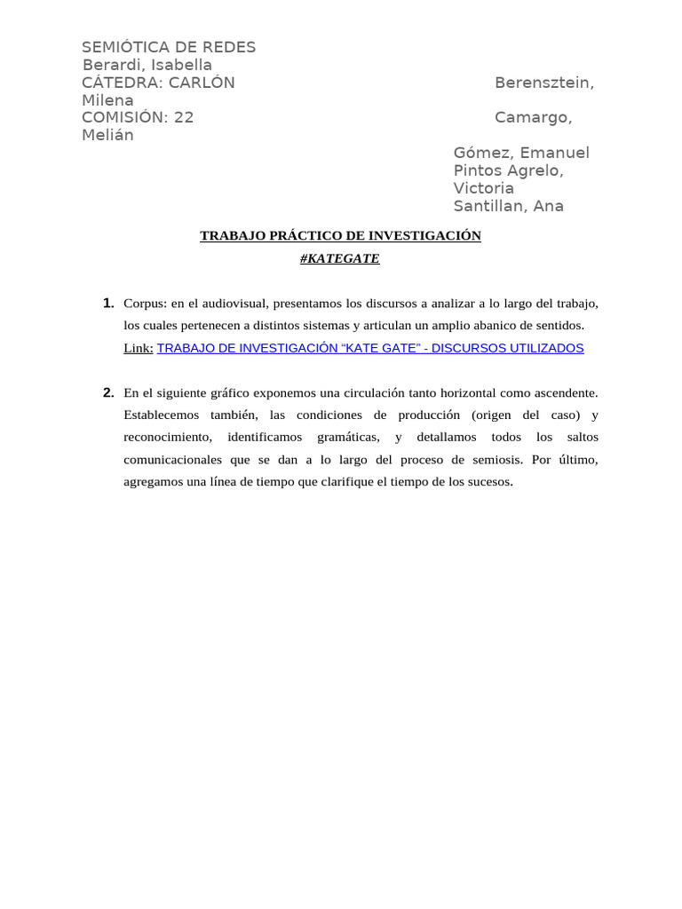 Análisis Semiótico del Caso Kate Gate | PDF | Comunicación | Medios de ...