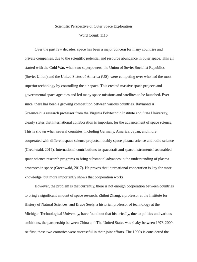 Scientific Perspective of Outer Space Exploration - Google Docs | PDF | Outer Space | Spaceflight