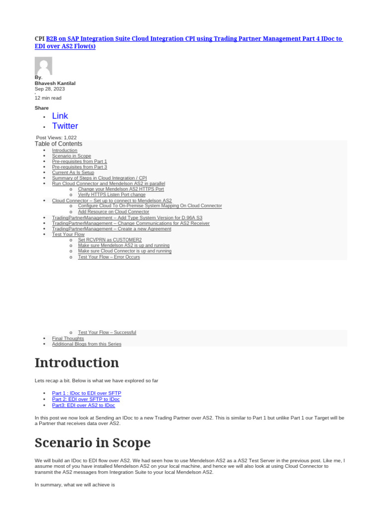 CPI B2B on SAP Integration Suite Cloud Integration CPI using Trading Partner Management Part 4 ...