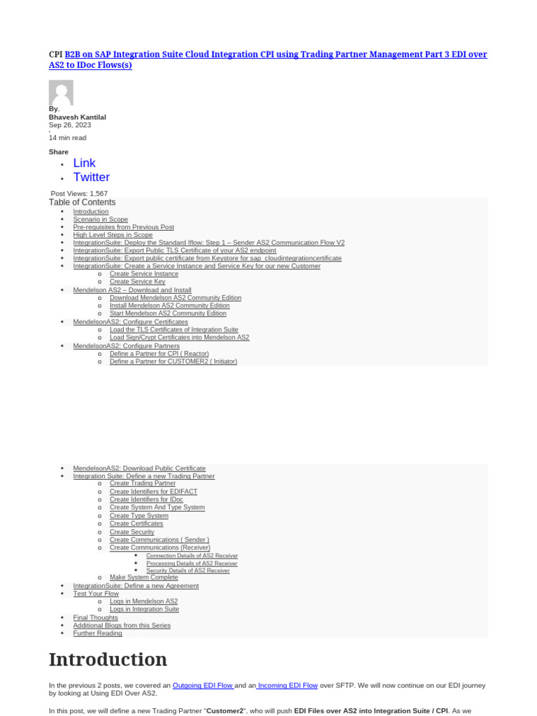 EDI AS2 Integration with SAP CPI | PDF | Electronic Data Interchange ...