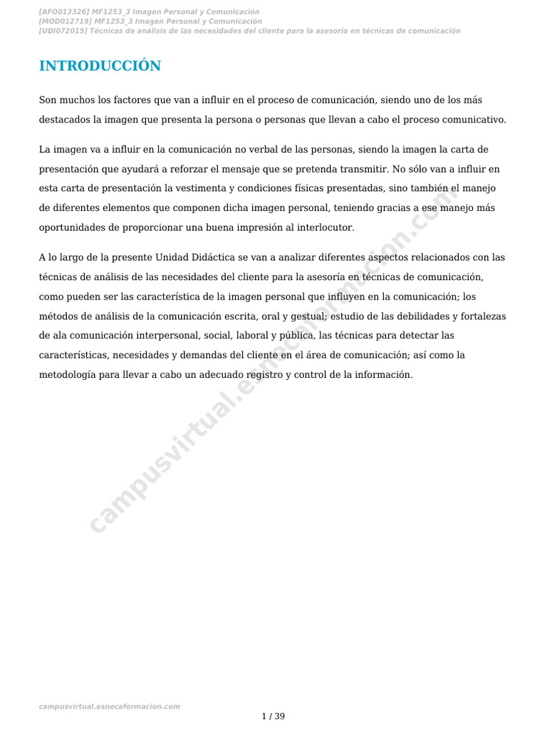 Técnicas de análisis de las necesidades del cliente para la asesoría en técnicas de comunicación ...