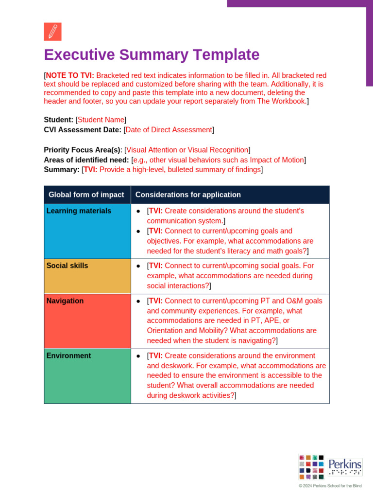 ThePerkinsCVIProtocol_Step 10_Executive Summary Template | PDF