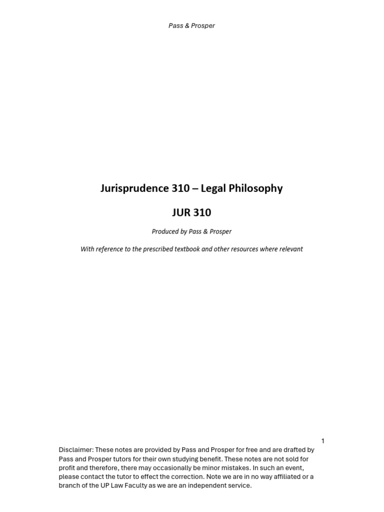 JUR 310 2025 - Semester Test 1 Notes | PDF | Rule Of Law | Colonialism