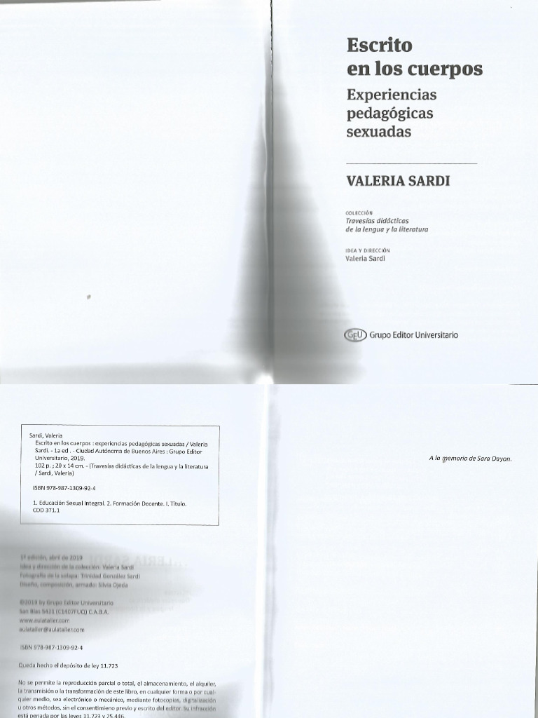 Sardi. Escrito en Los Cuerpos (Caps. 1 y 2) | PDF