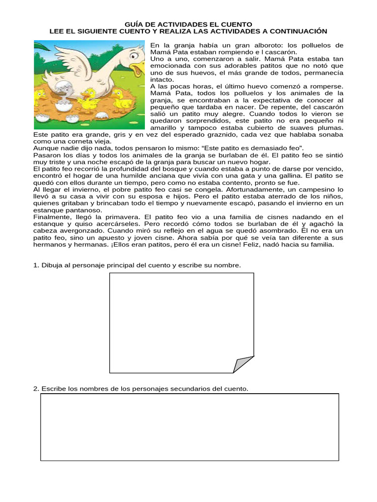 Guía de Actividades El Cuento | PDF | El patito feo