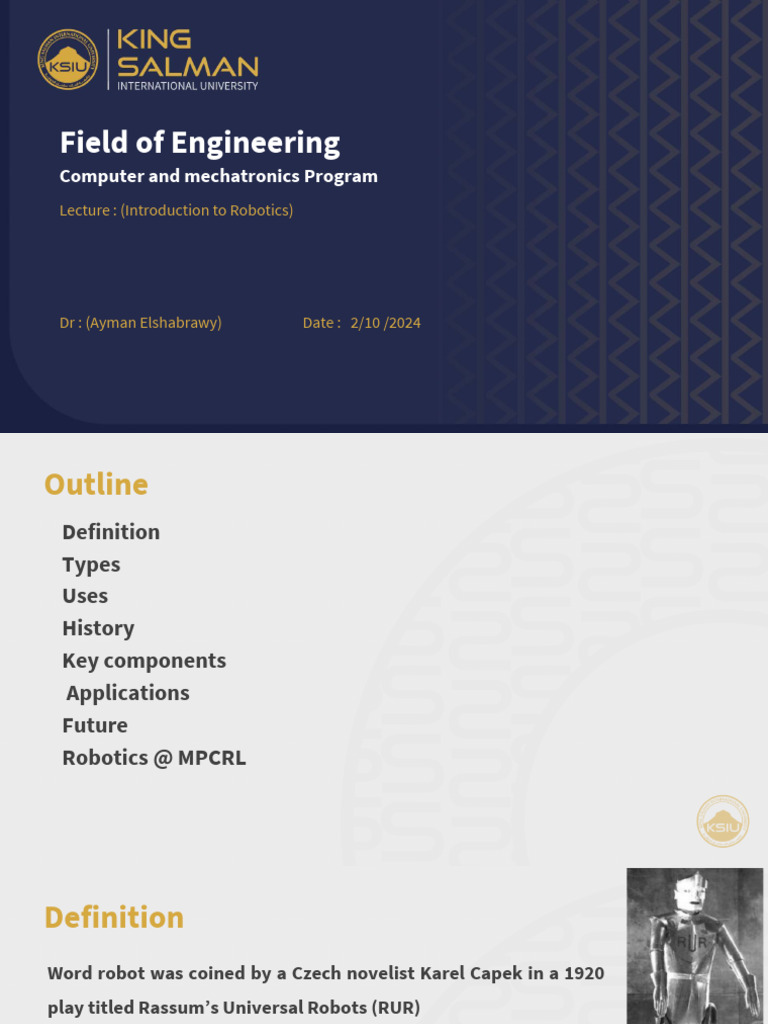 Lec 1 | PDF | Robotics | Robot