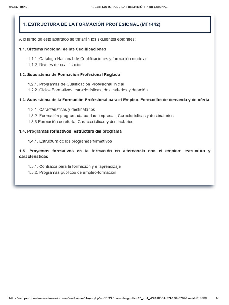 Estructura de La Formación Profesional | PDF