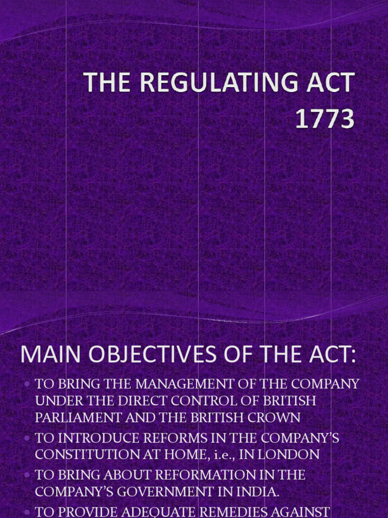 The Regulating Act of 1773 | PDF | Jurisdiction | Supreme Court Of The ...