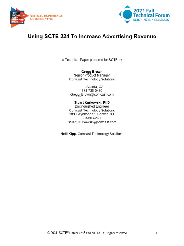2021 Using Scte 224 To Increase Advertising Revenue | PDF | Advertising ...