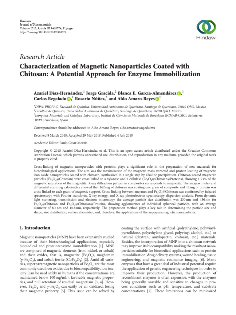 Characterization of Magnetic Nanoparticles Coated With | PDF | Errors And Residuals