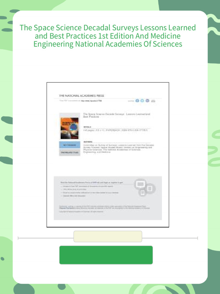 The Space Science Decadal Surveys Lessons Learned and Best Practices 1st Edition and Medicine ...