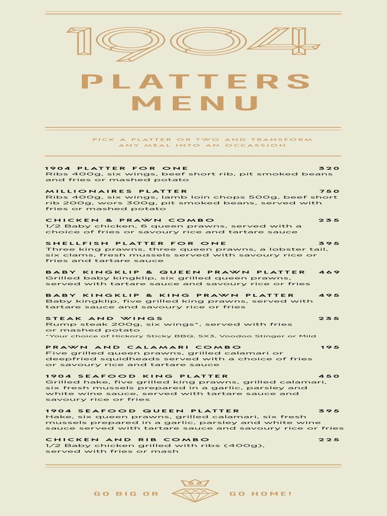 1904 Platters Menu 2024 | PDF