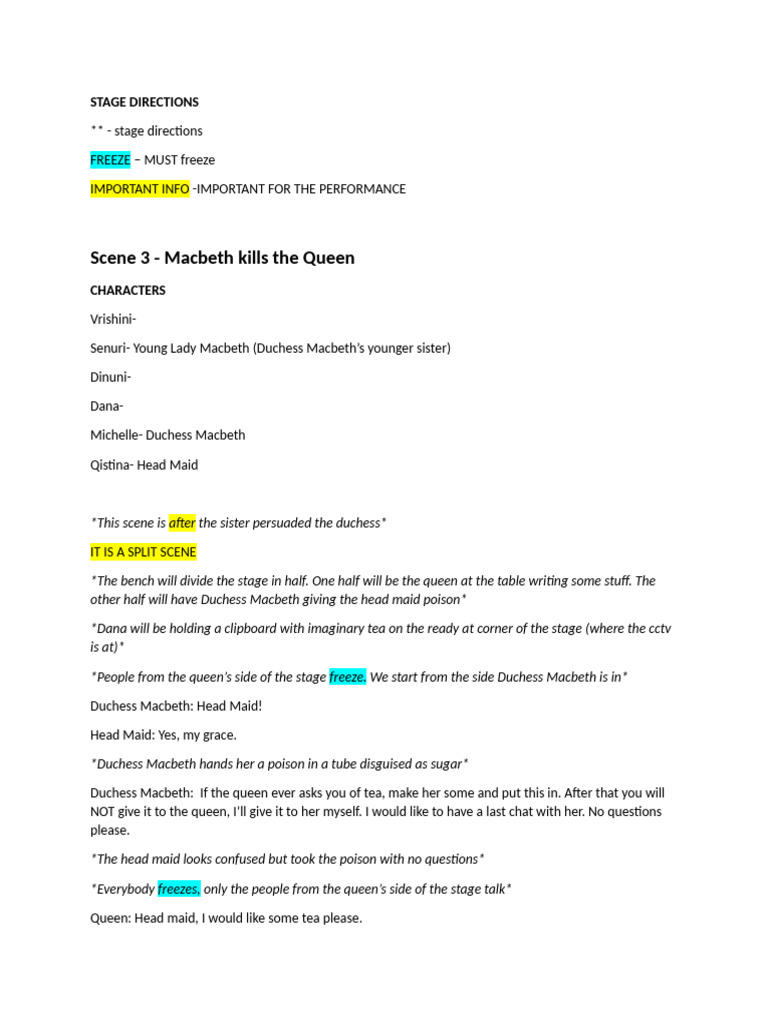 Drama Assessment Scene 3-4 | PDF | Macbeth