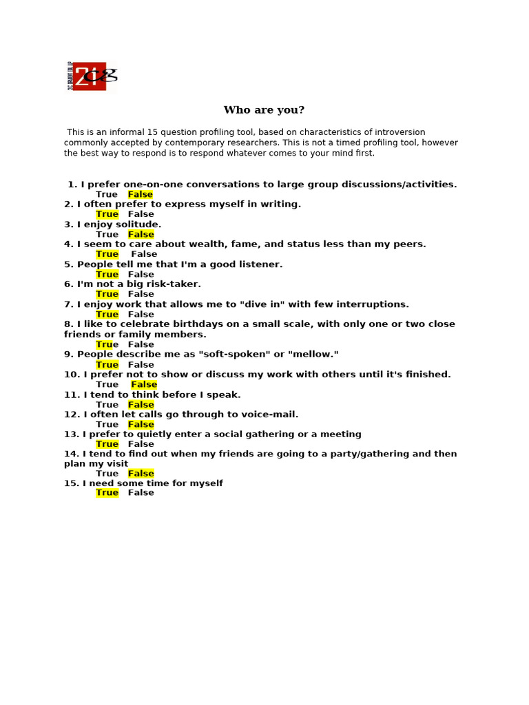 Q - Your Personality Profile | PDF