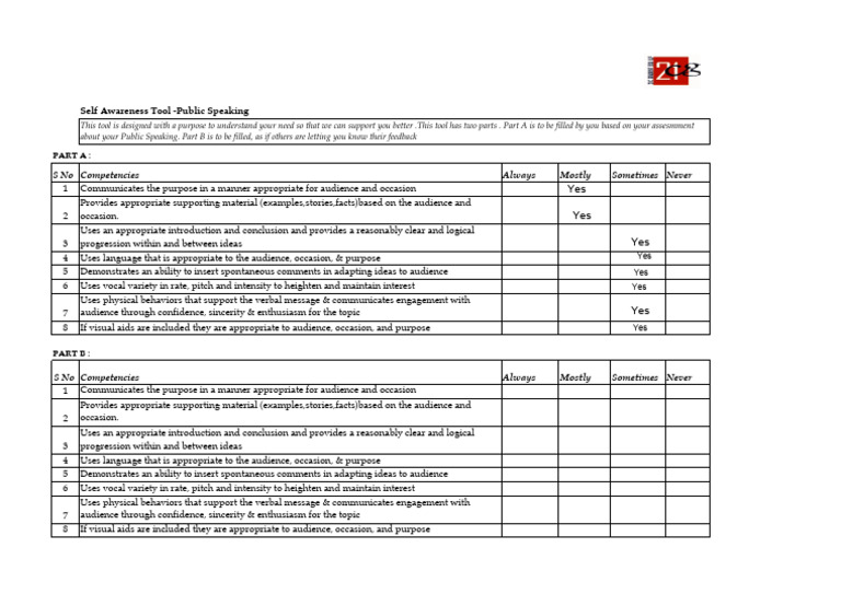 Public Speaking-Assess Tool | PDF | Communication | Cognitive Science
