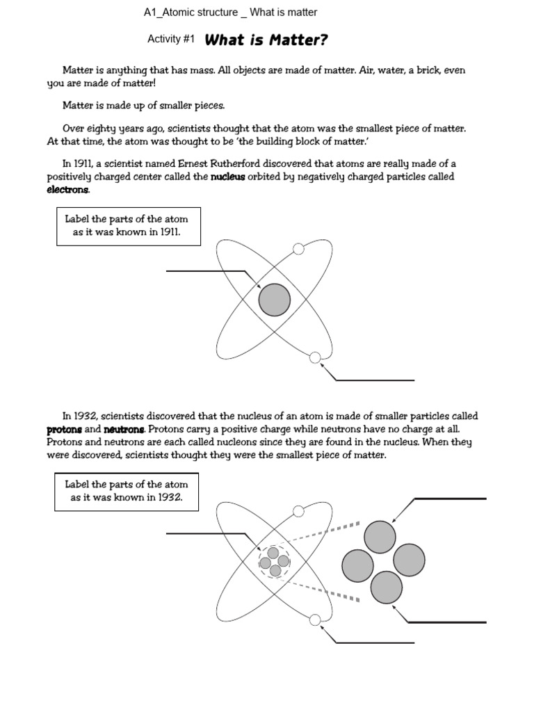 A1 - Atomic Structure - What Is Matter-1 | PDF | Atomic Nucleus | Proton