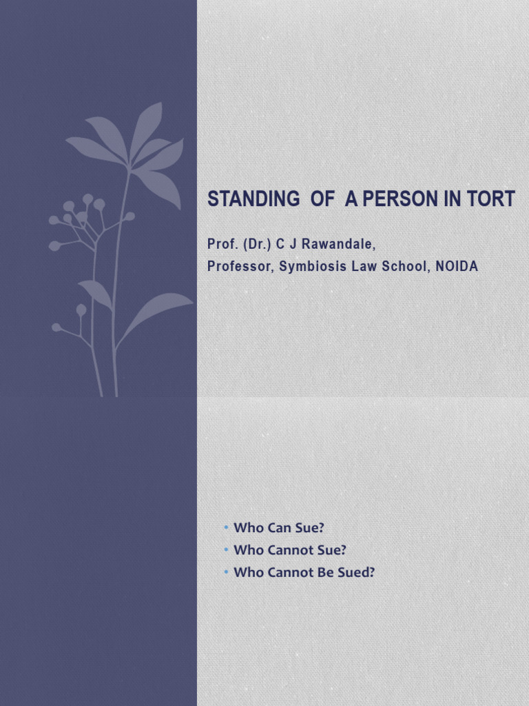Standing of A Person in Tort | PDF | Tort | Legal Liability