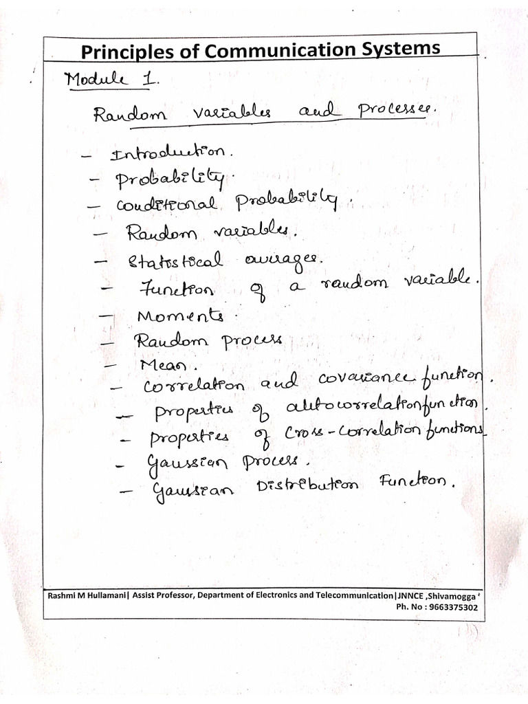 Module-1 - Random Variables and Processess | PDF