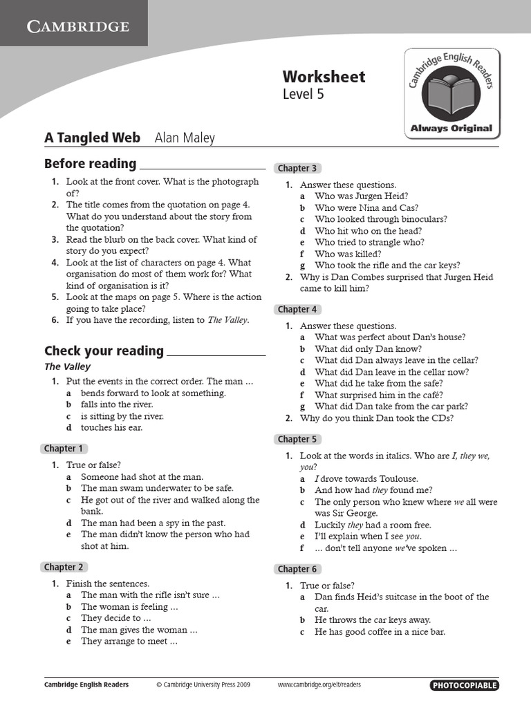 A Tangled Web: Level 5 Worksheet | PDF