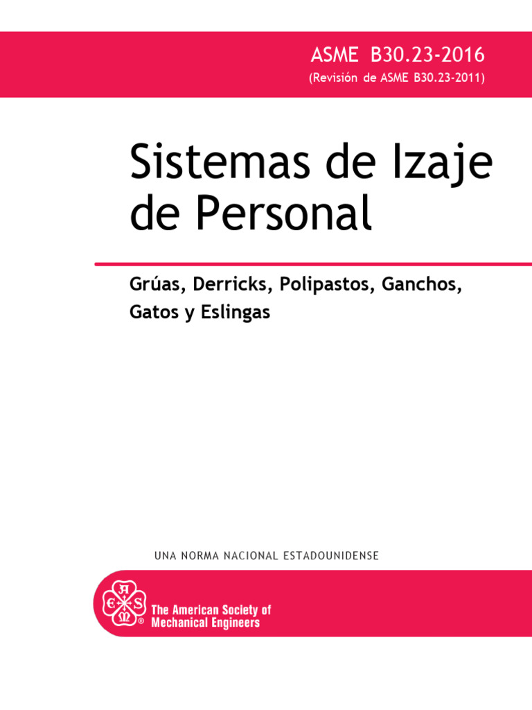 ASME B30.23-2016 en Español | PDF | Grúa (máquina) | Patentar