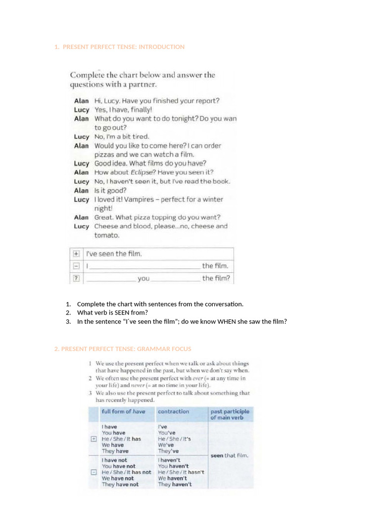 Present Perfect Lesson | PDF