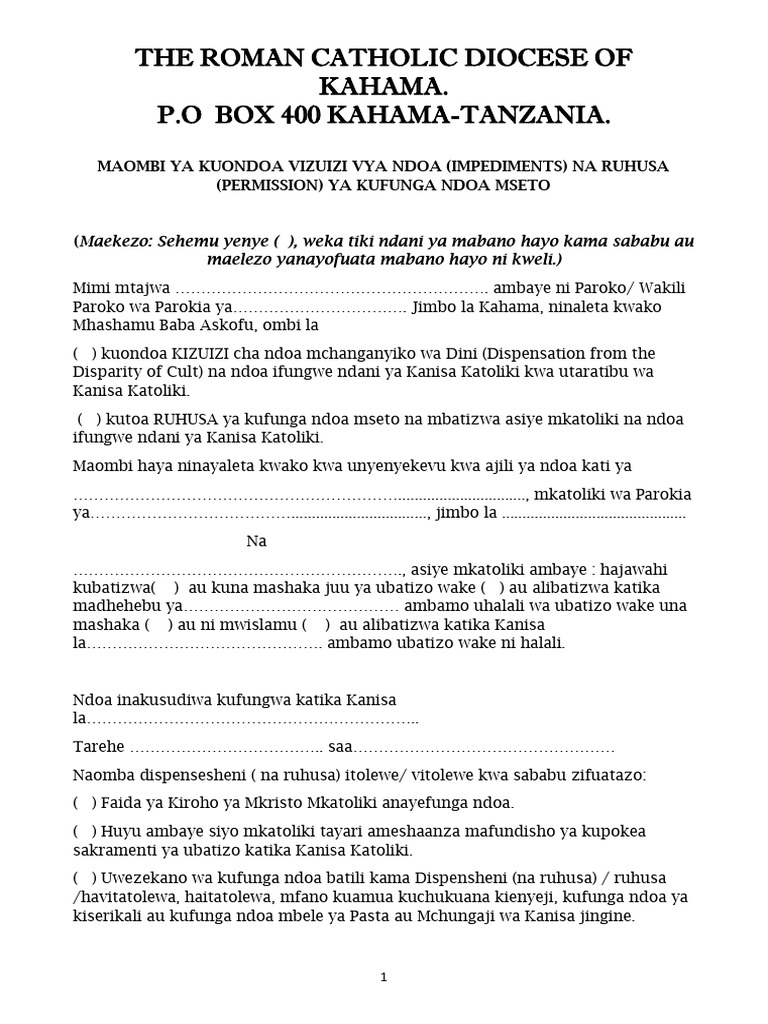 Maombi Ya Kuondoa Vizuizi Vya Ndoa | PDF