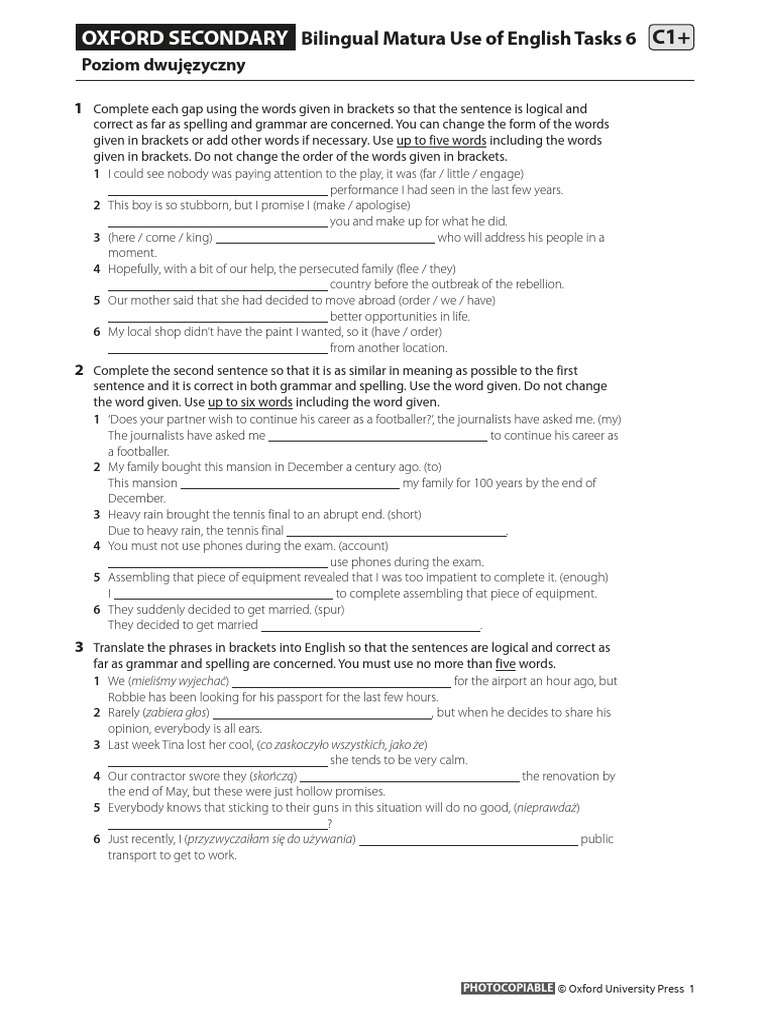 Use of English Bilingual Worksheet 6 | PDF | Constitution | Climate Change