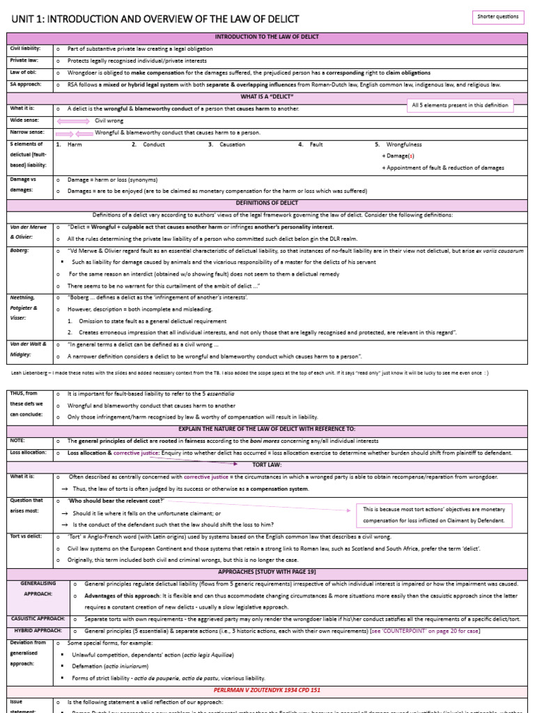 DLR Exam Notes 3 | PDF | Tort | Jargon