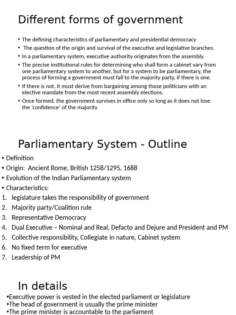 Different Forms of Government | PDF | World Politics | Parliamentary System