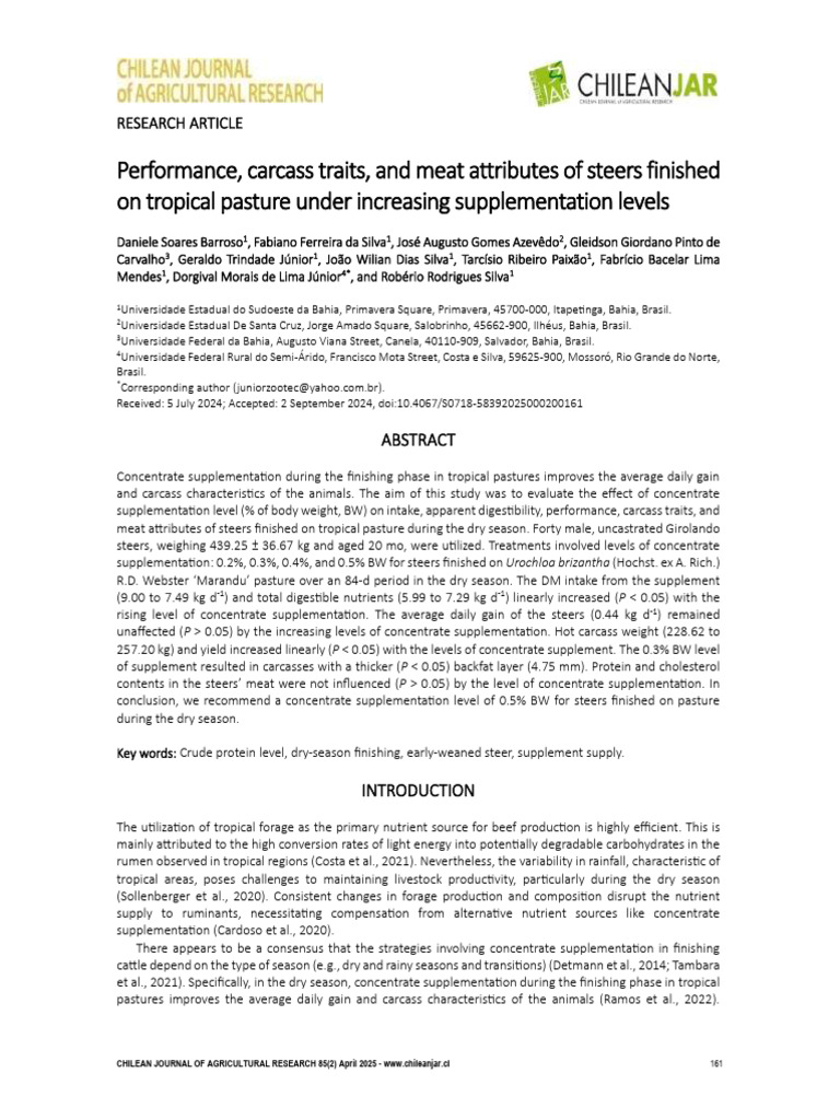 Performance, carcass traits, and meat attributes of steers finished on ...