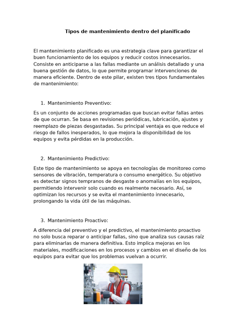 Tipos de mantt dentro planificado | PDF