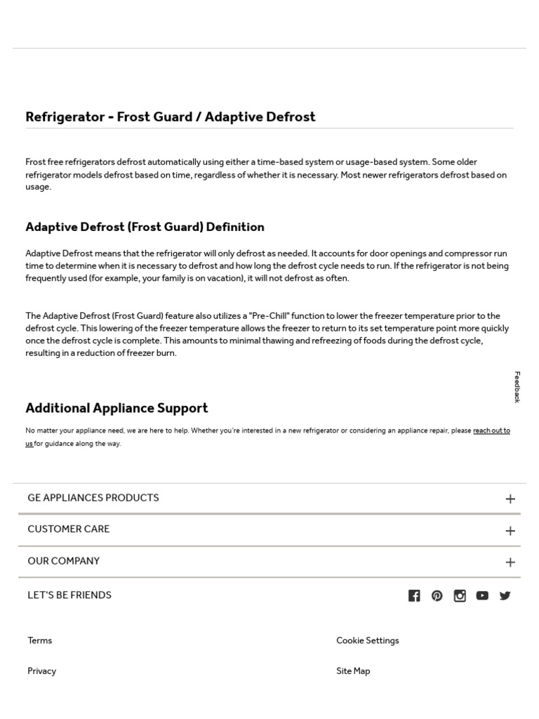 Refrigerator - Frost Guard - Adaptive Defrost | PDF