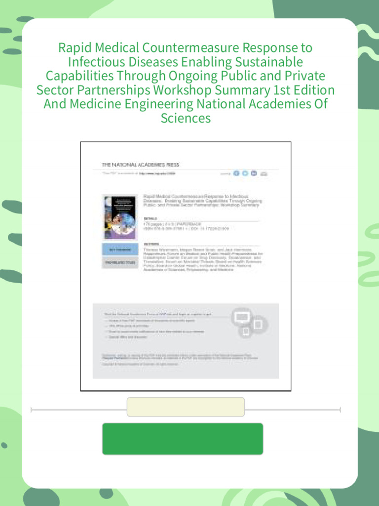 Rapid Medical Countermeasure Response to Infectious Diseases Enabling ...