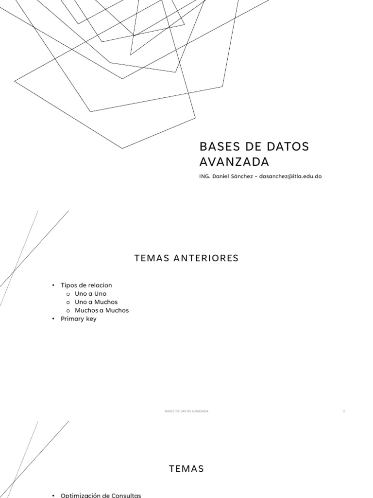 4 - Base de Datos Avanzada | PDF | SQL | Bases de datos