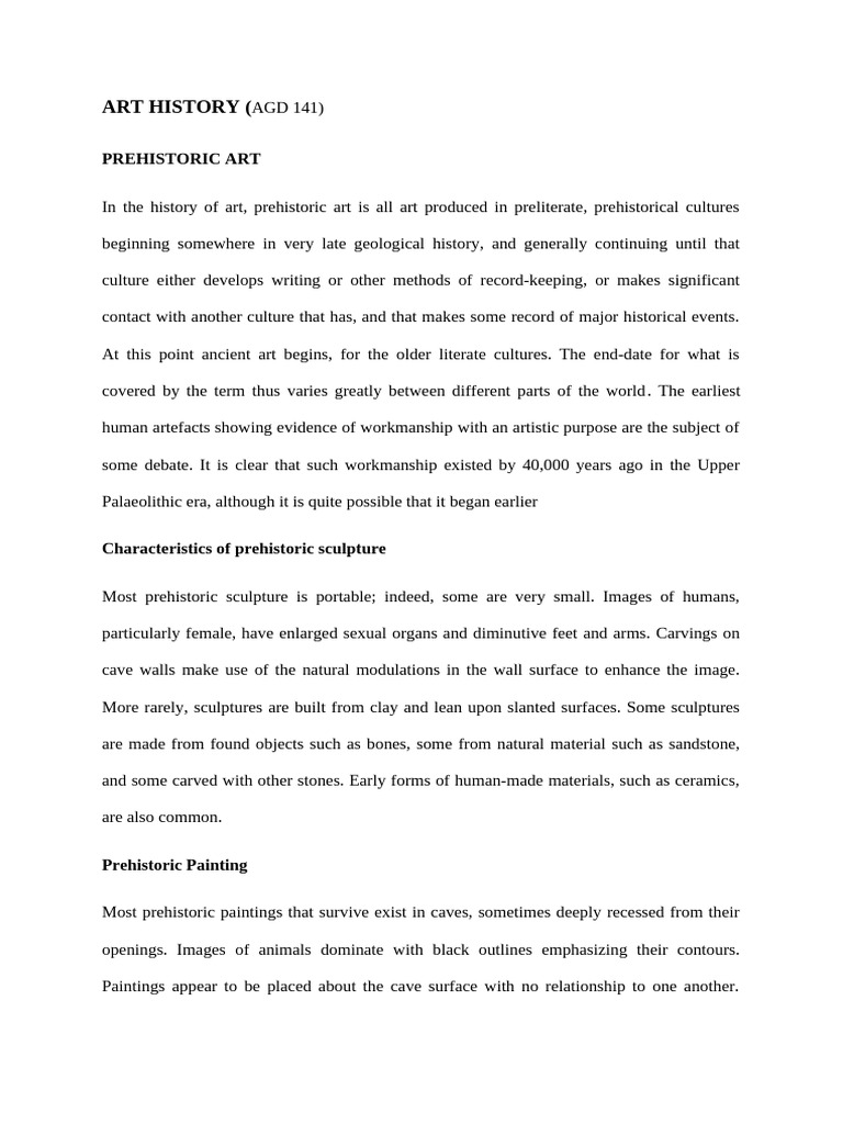 Art History NOTES - 023631 | PDF | Paleolithic | Neolithic