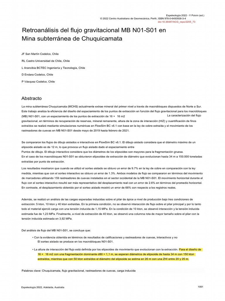 73 - Castro Back-Analysis of Gravitational Flow MB N01-S01 ES | PDF ...