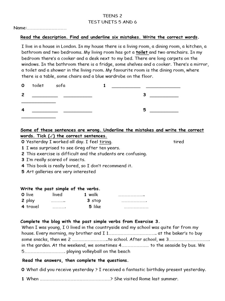 TEENS 2 - Test Units 5 and 6 | PDF