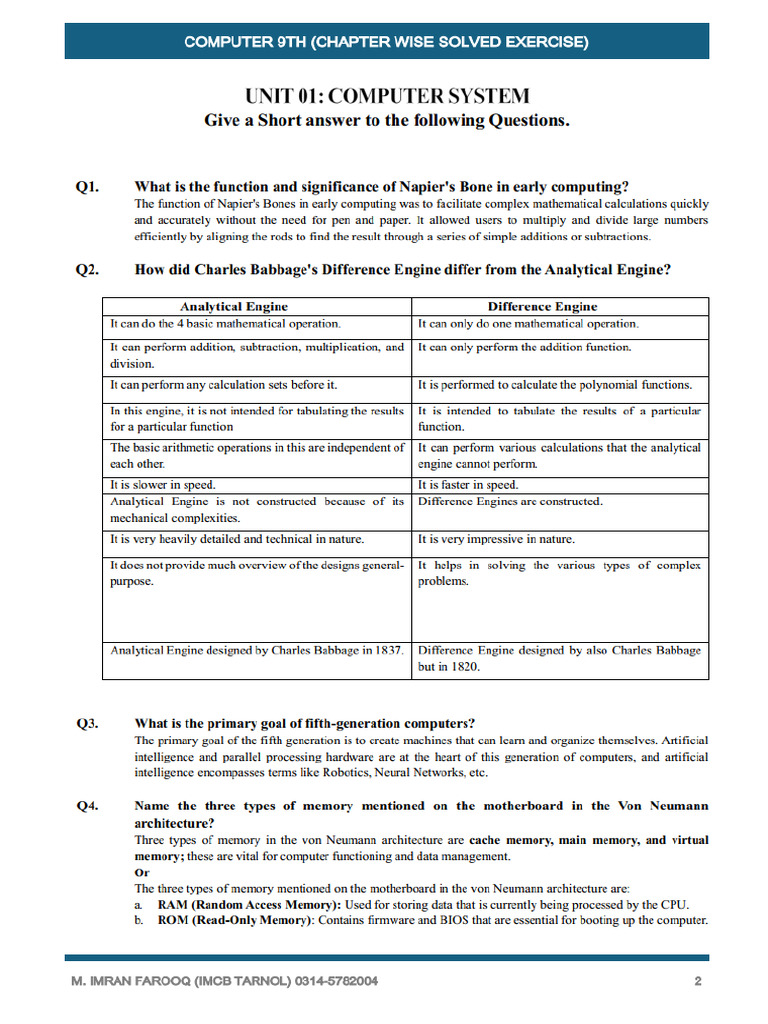 COMPUTER 9TH CHAPTER WISE EXCERCISE new(COMPLETE) | PDF
