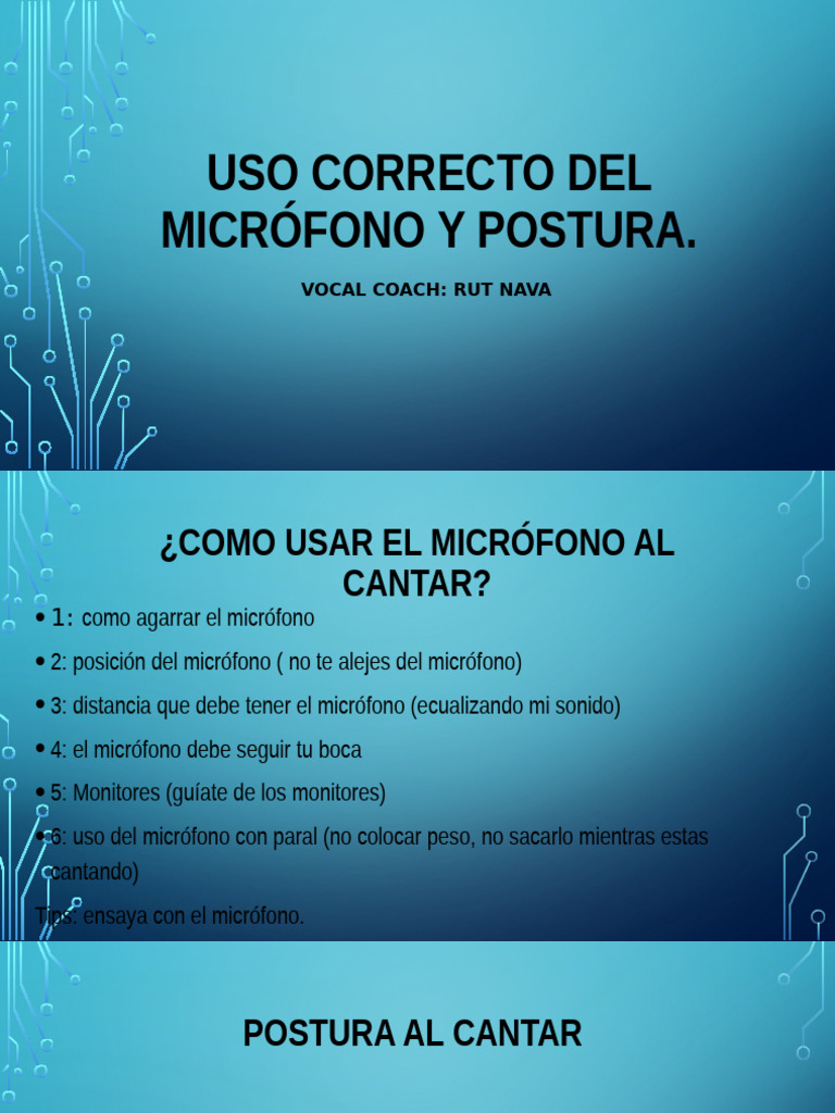 Uso Efectivo del Micrófono y Postura al Cantar | PDF
