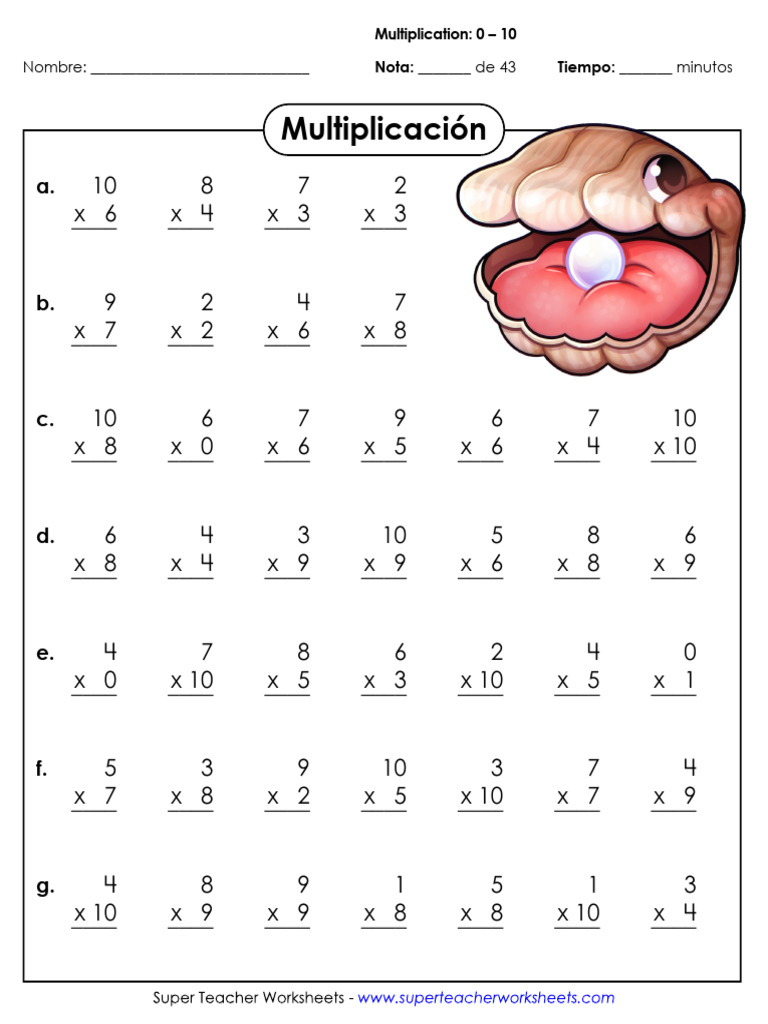 10 Ejercicios de Multiplicación | PDF