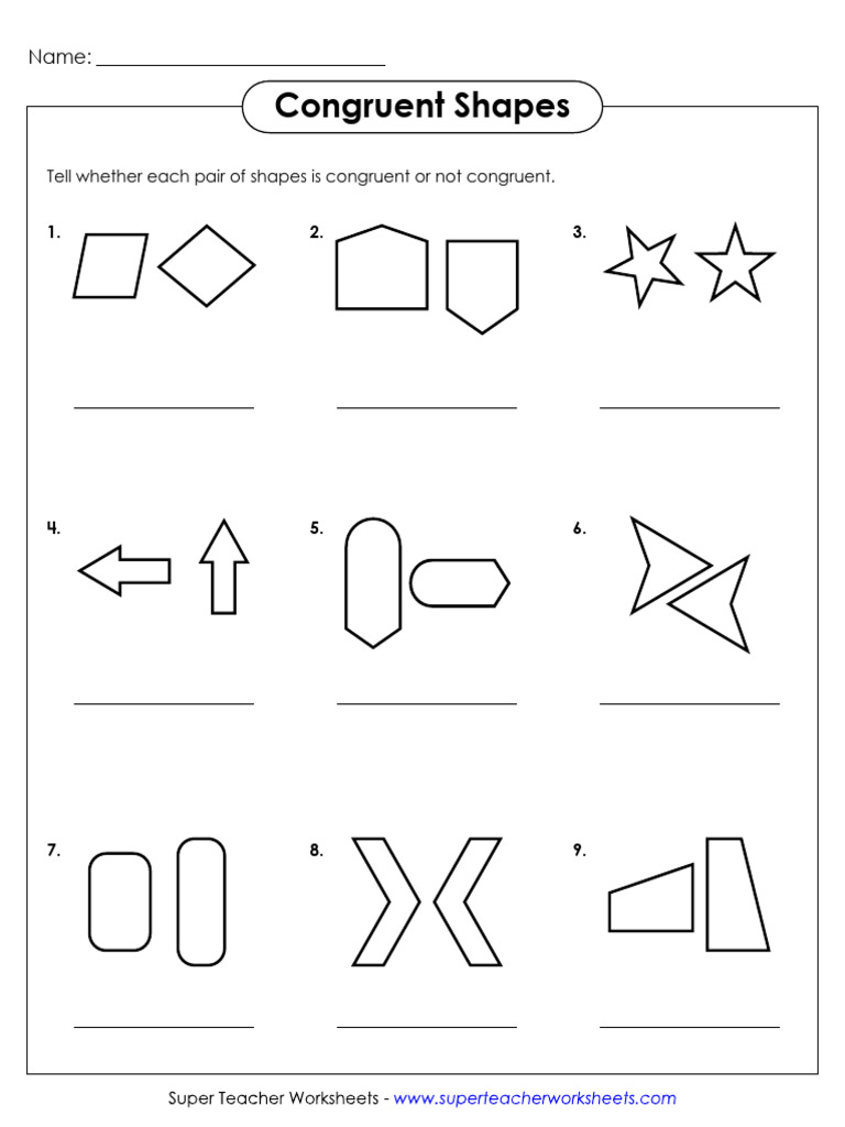Congruent Shapes Worksheet | PDF