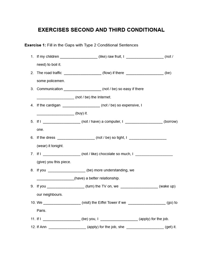 Second and Third Conditional Exercises | PDF