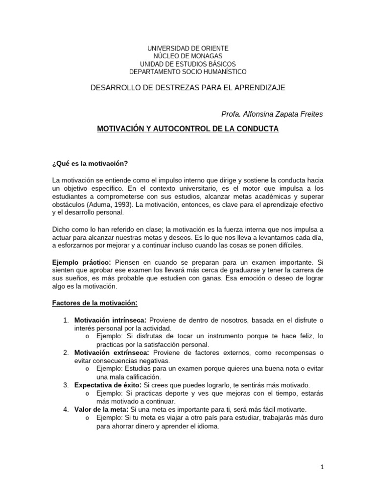 Motivación y Autocontrol de La Conducta | PDF | Motivacional | Motivación
