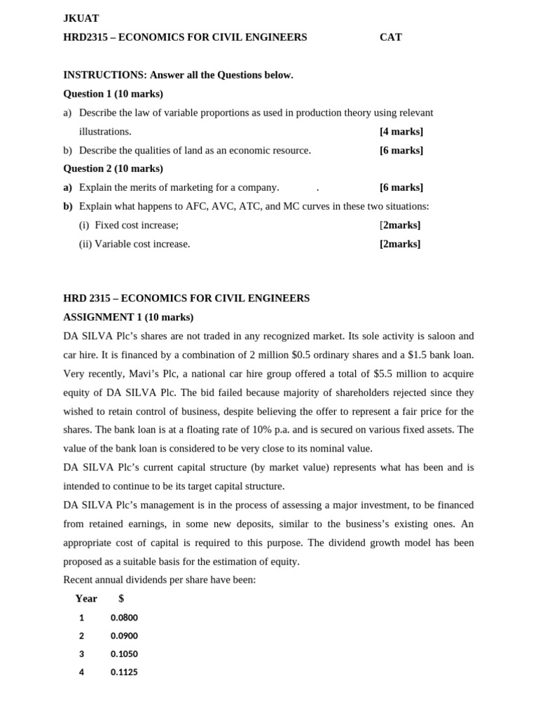 Economics for Civil Engineers Assignment | PDF | Cost Of Capital ...