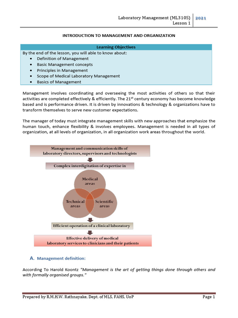 Management and Organizational Theory - Lecture Note | PDF | Science ...