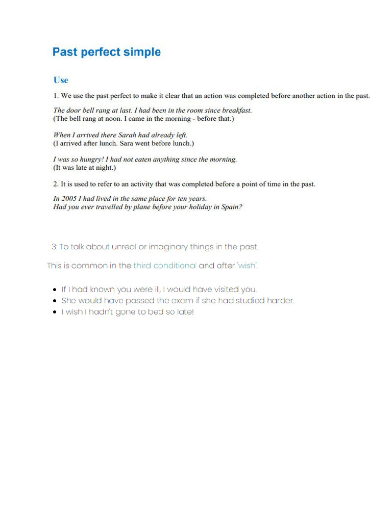 Past Perfect Tense Rules | PDF