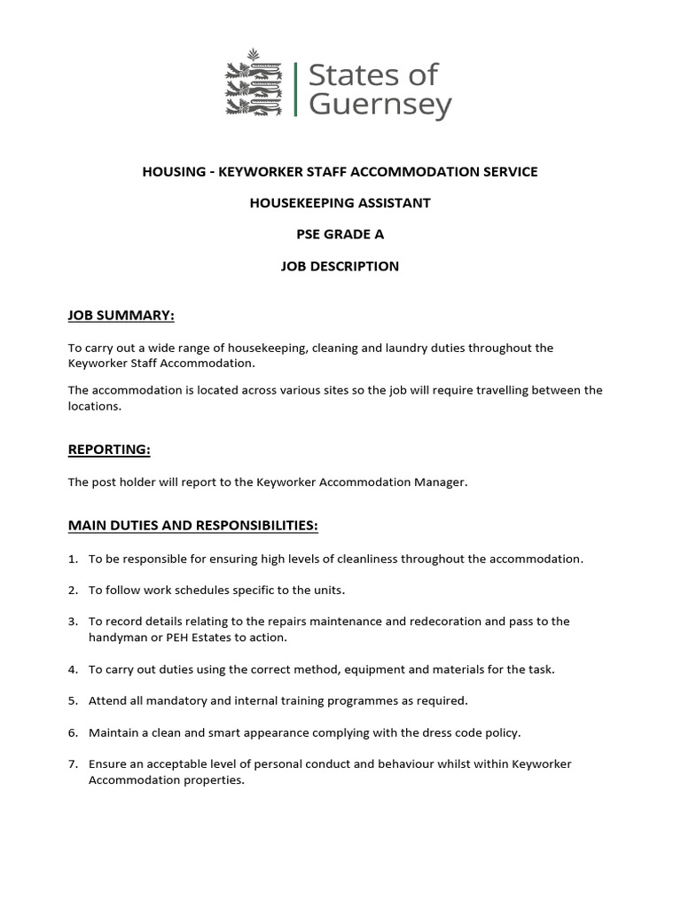 Housekeeping Assistant | PDF
